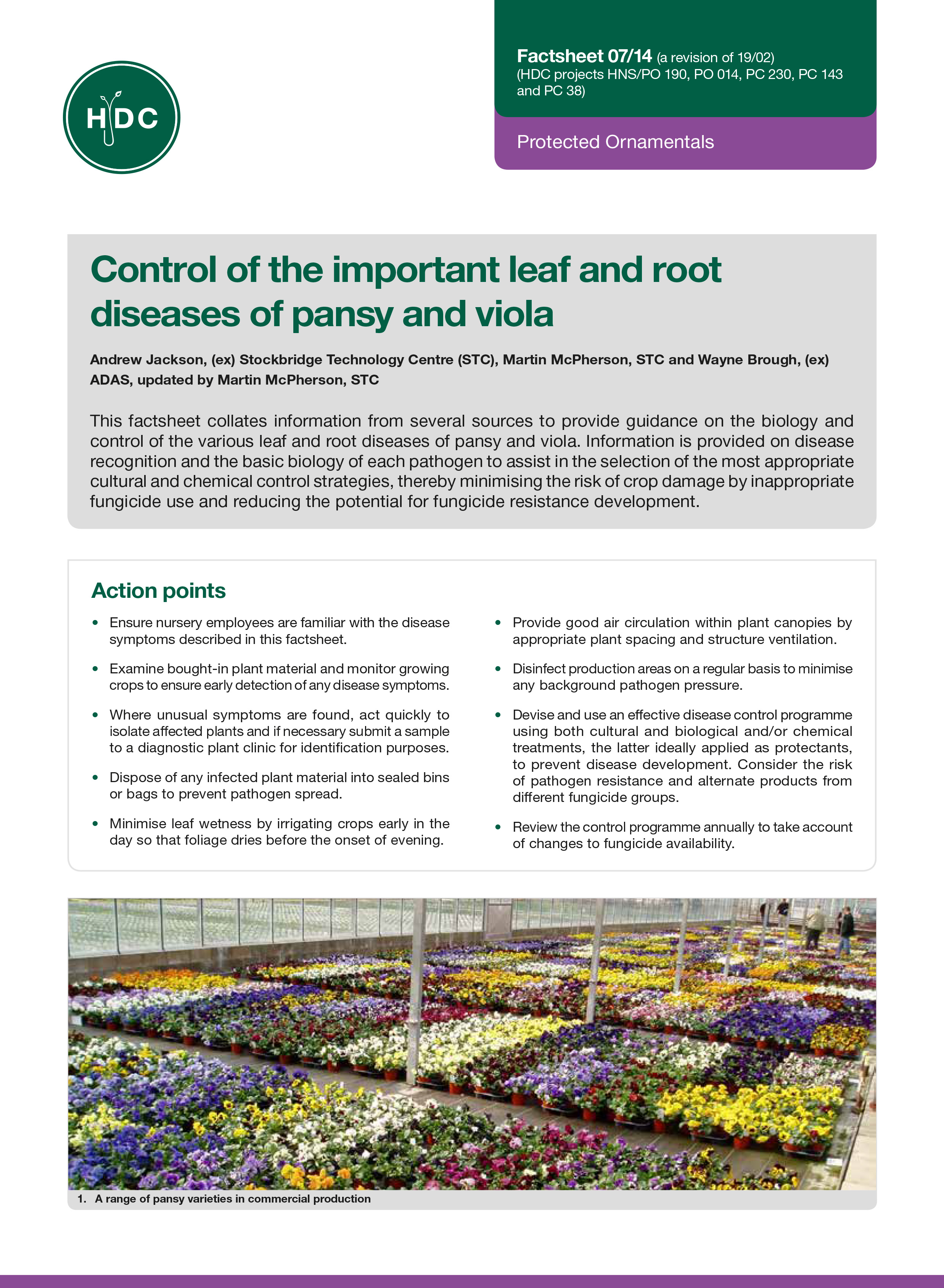 Control of Pythium, Phytophthora and Rhizoctonia in pot and bedding ...
